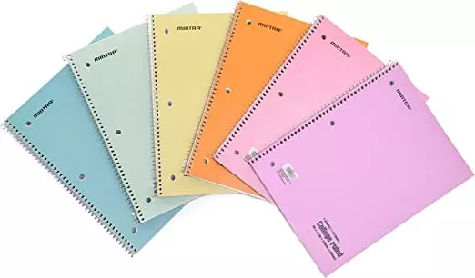 Mintra Office Spiral Notebooks - College Inalamulira, 6 Pack