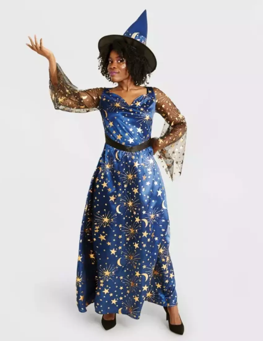 Adult Navy Moonlight Witch Halloween Costume yokhala ndi Chipewa