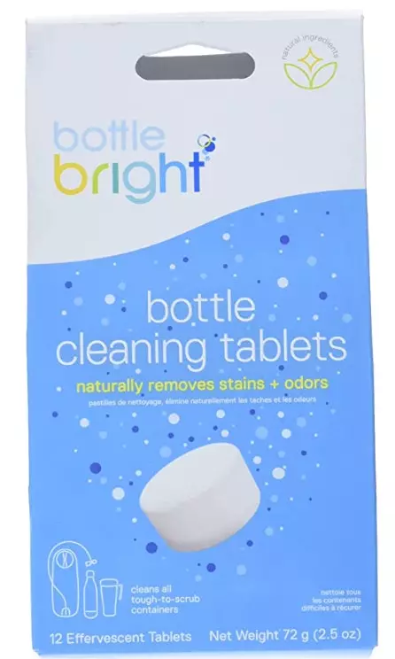 Ang Bottle Bright Water Bottle Cleaning Tablets ay isang madaling paraan upang linisin ang isang magagamit muli na bote ng tubig.