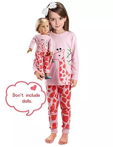 Filles Matching Doll&Toddler OWL 4 Piece Cotton Pyjamas Kids Clothes Sleepwear