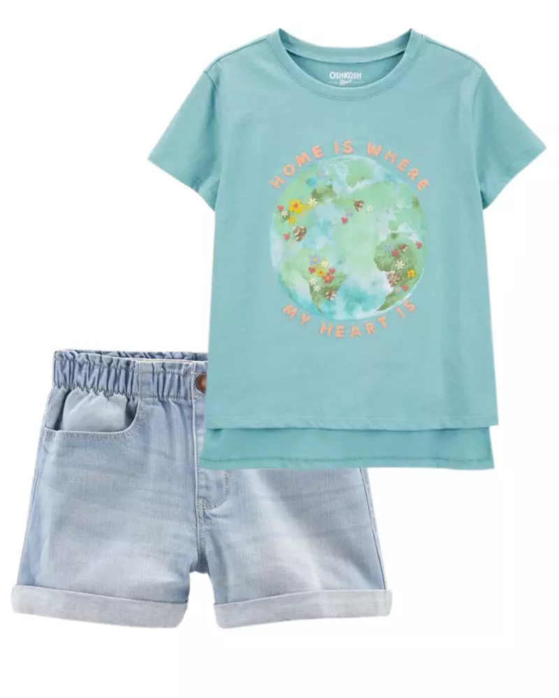 Tee and Denim Shorts Set