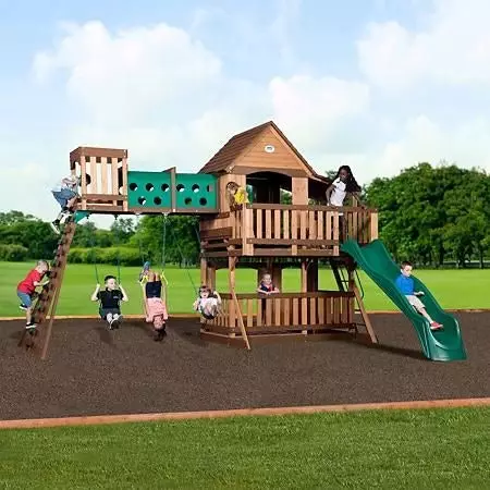 အိမ်နောက်ဖေး Discovery Woodridge Elite Cedar Swing Set