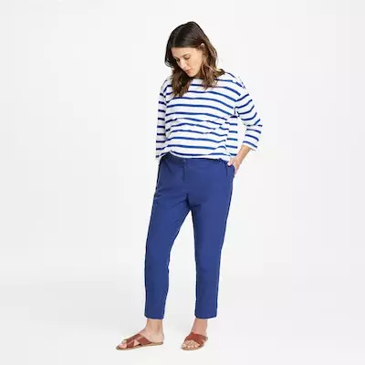 Drop Shoulder Stripe Jersey Cotton Top