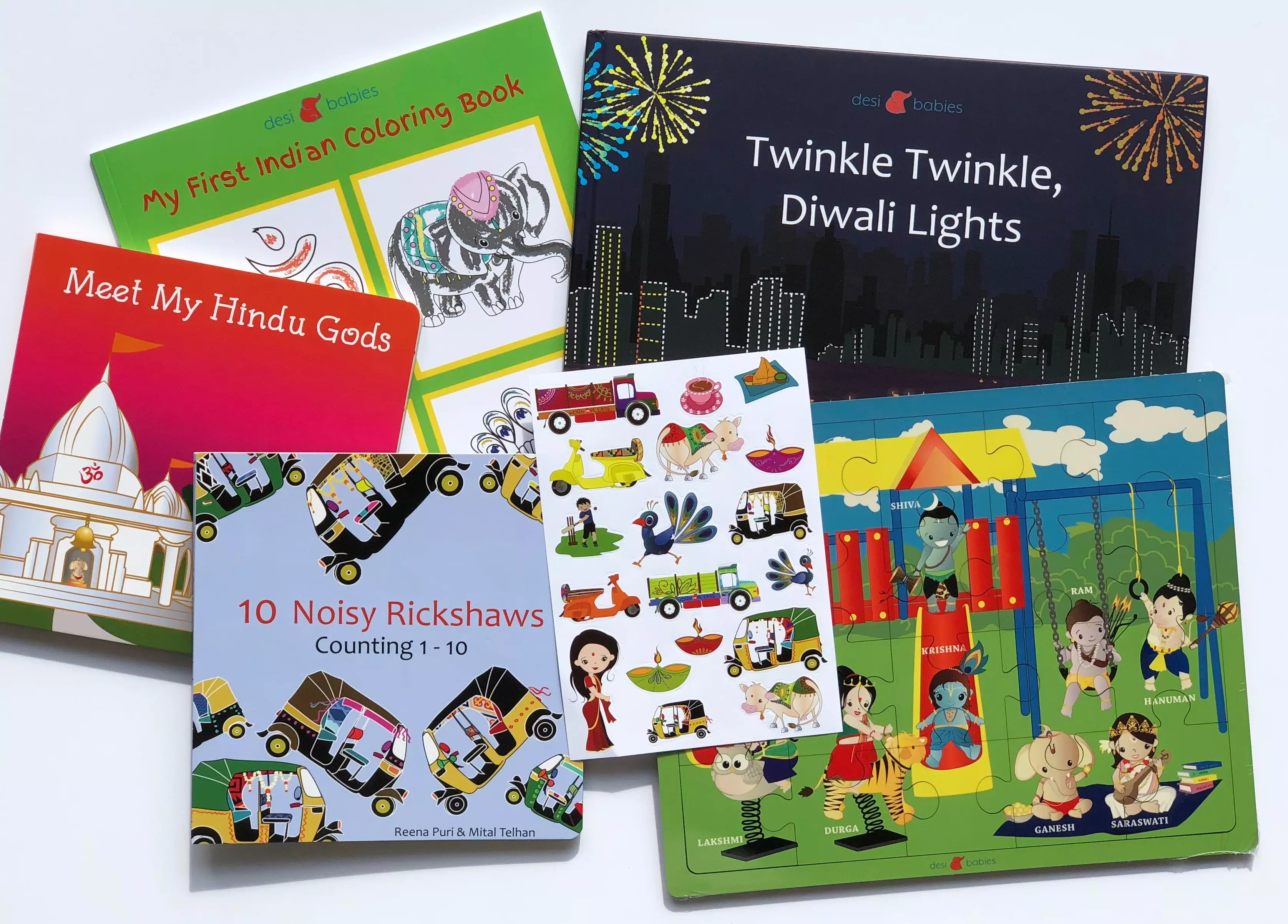 Deze bundel met Diwali-thema bevat educatieve bordboeken, een kleurboek van 40 pagina's, een houten...