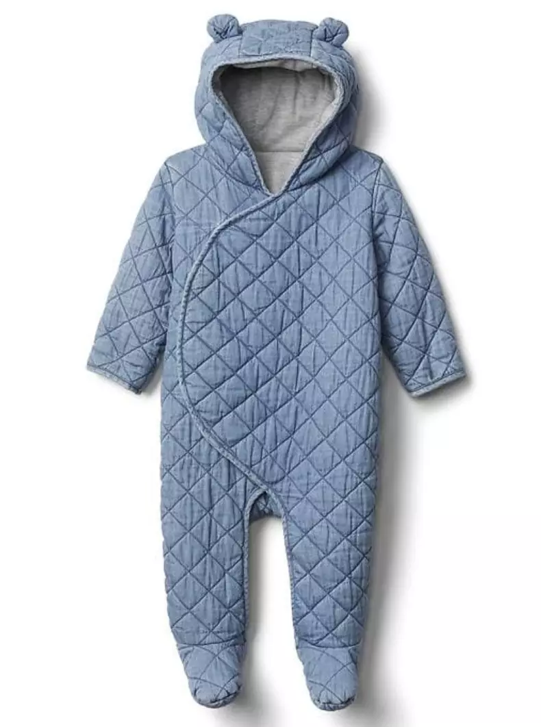 Baby Quilted Chambray ድብ አንድ-ቁራጭ