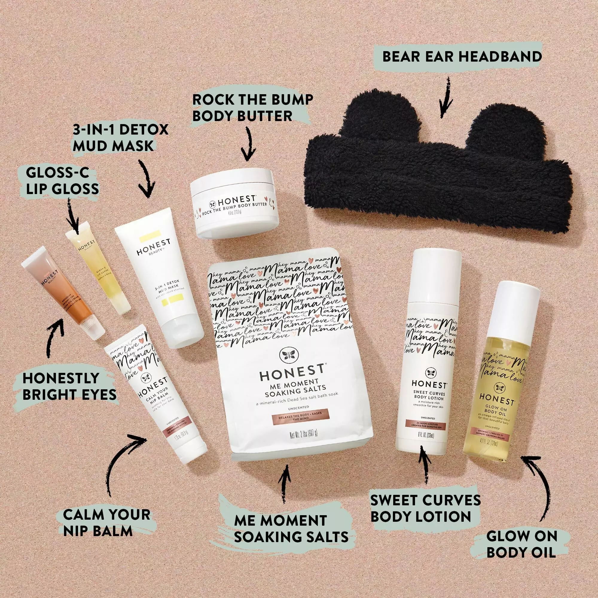 The Honest Company Sweet Mama Gift Kit 是一個裝滿護膚品的母親節禮品籃